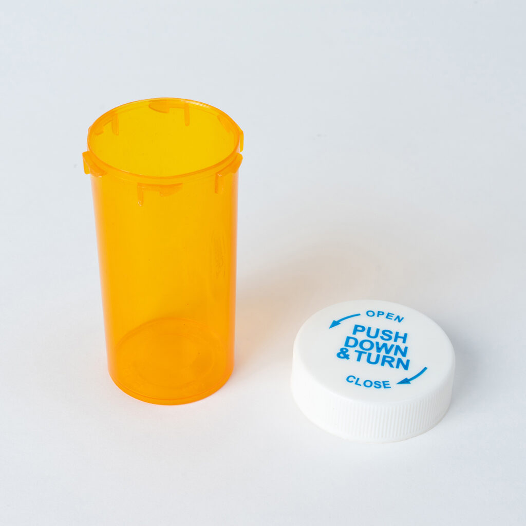 Amber Push & Turn Series Child Resistant Vials CRC - COSTGO.COM